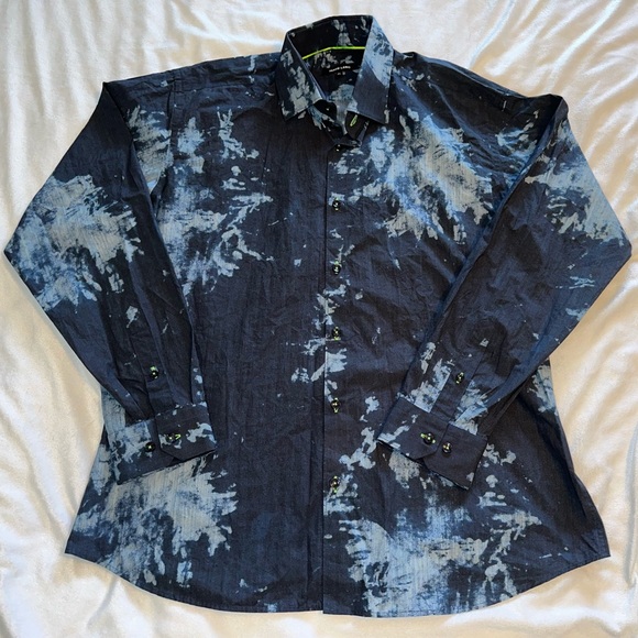 Jared Lang | Shirts | Jared Lang Mens Blue Paint Splatter Print Button ...